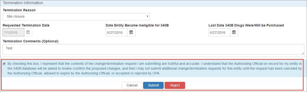 Attesting to CE Terminations